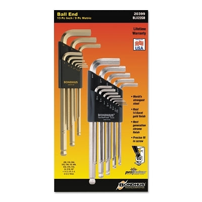 Bondhus 20399 GoldGuard/BriteGuard L-Wrench Hex Key Sets 22 per set Ba ...