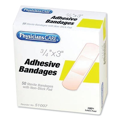 First Aid Only 51007 Plastic Adhesive Strip, 3/4 in x 3 in, Bandages ...